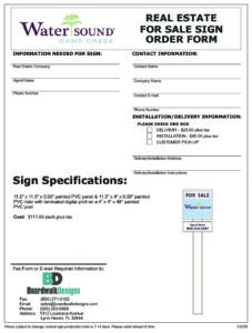 WATERSOUND CAMP CREEK For Sale Sign Order Form | Boardwalk Designs ...